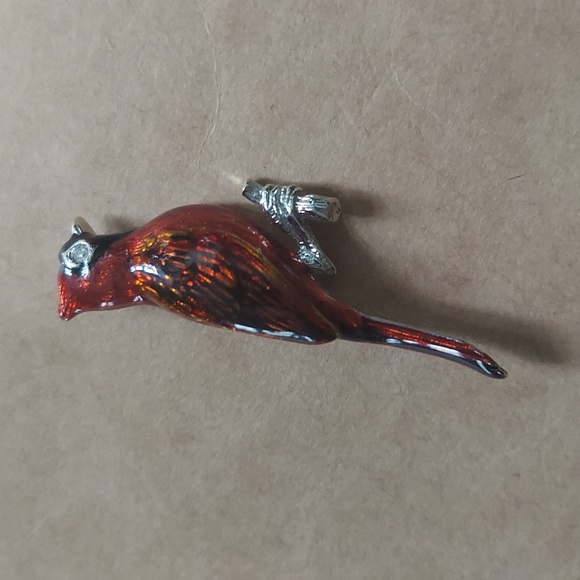 Unsigned | Jewelry | Vintage Enamel Red Bird Cardinal Jewelry Brooch ...